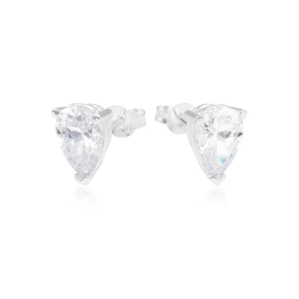 Pear shape diamonte studs (silver) – Opa Designs